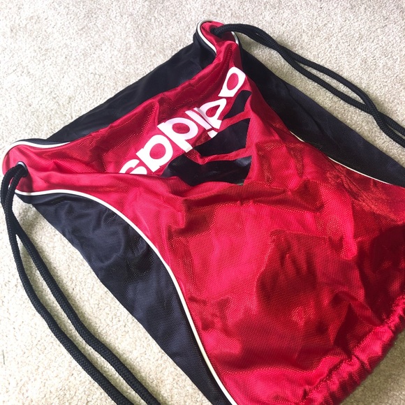 adidas | Bags | Adidas Drawstring Backpack Athletic Bag Red | Poshmark